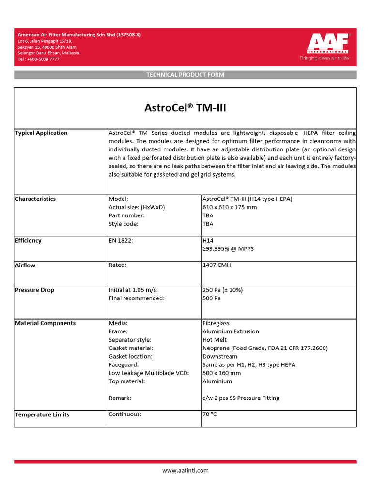 P1808-F02-VCE-HVA-MTS-0017-R03 HEPA Side Entry | PDF | Materials ...