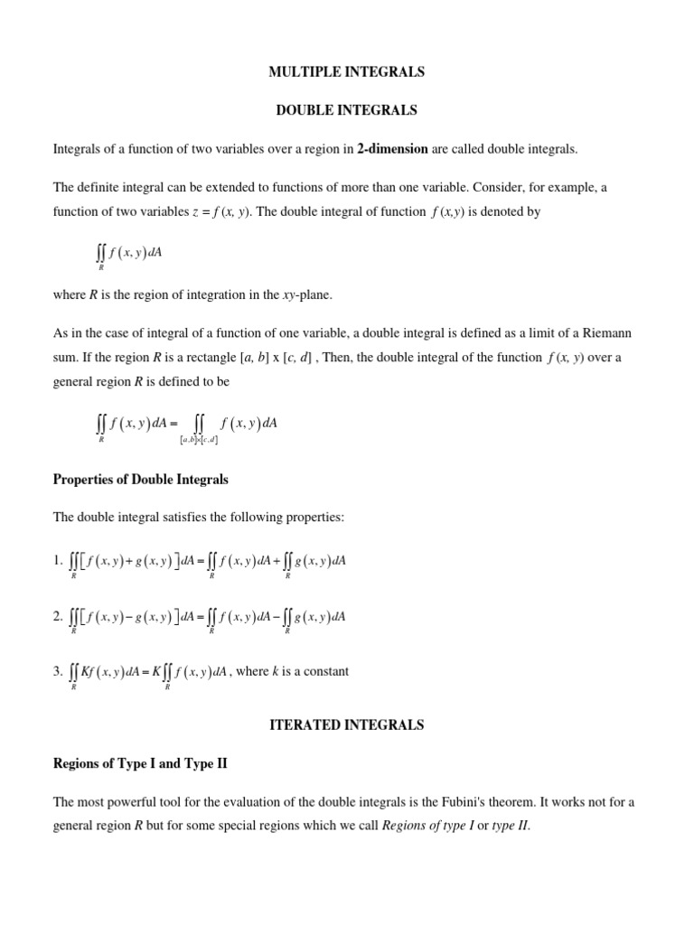 Multiple Integrals Epe | PDF | Integral | Mathematical Analysis