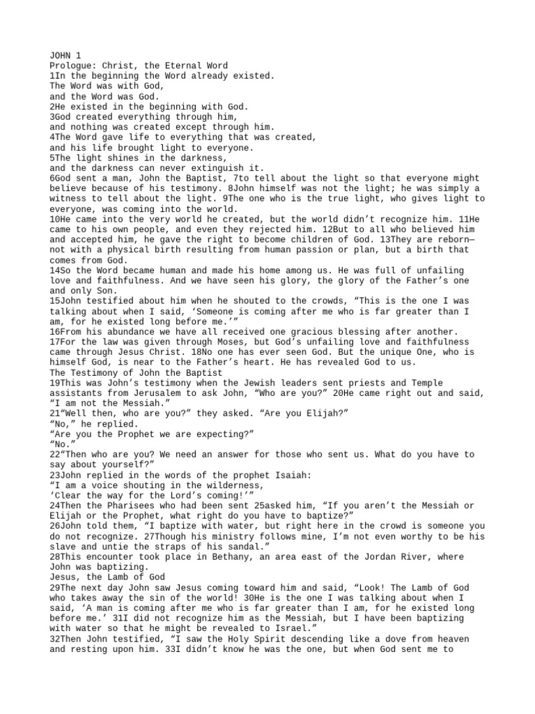 Chapter 1 Gospel of John | PDF