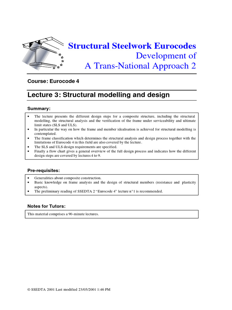 EuroCode 4 - Lecture 3 | PDF | Young's Modulus | Deformation (Engineering)