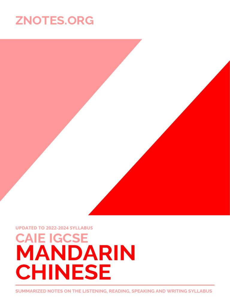 IGCSE Mandarin Chinese Syllabus Guide | PDF | Chinese Language | Vocabulary
