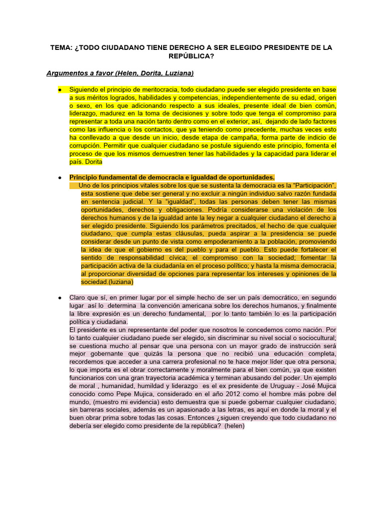 DEBATE - Argumentos | PDF | Democracia | Ideologías políticas