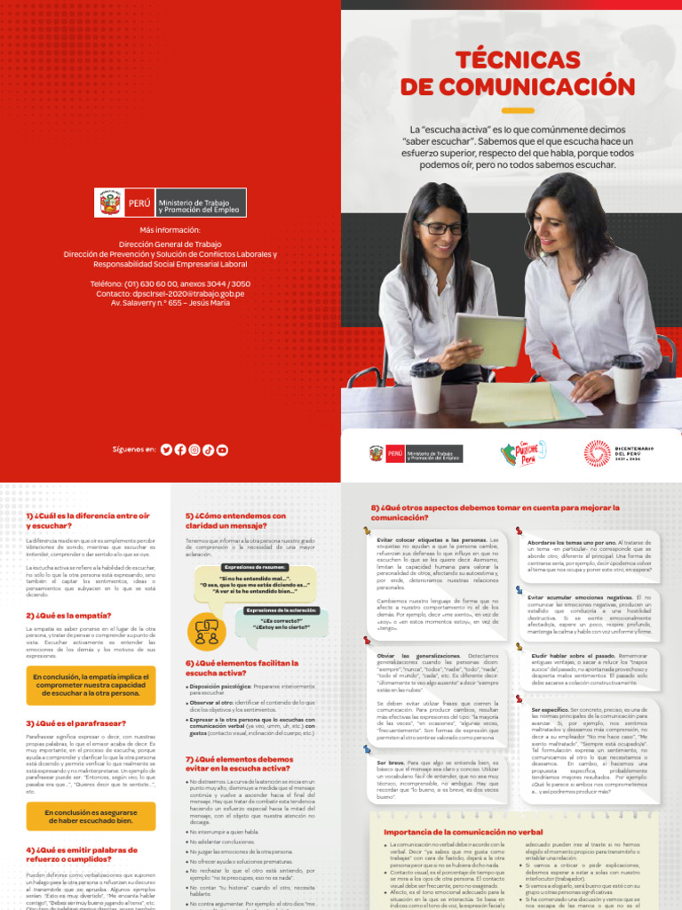 28_Diptico_tecnicas_de_comunicacion | PDF | Comunicación | Empatía