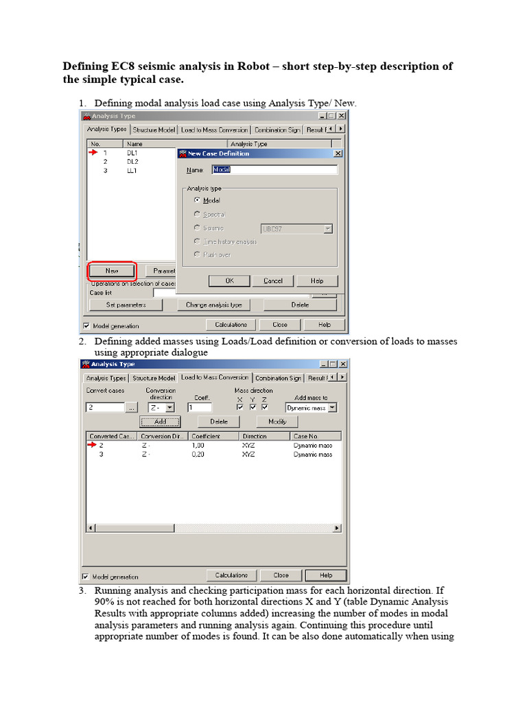 Defining EC8 Seismic Analysis in Robot Example | PDF | Computer Programming | Applied Mathematics