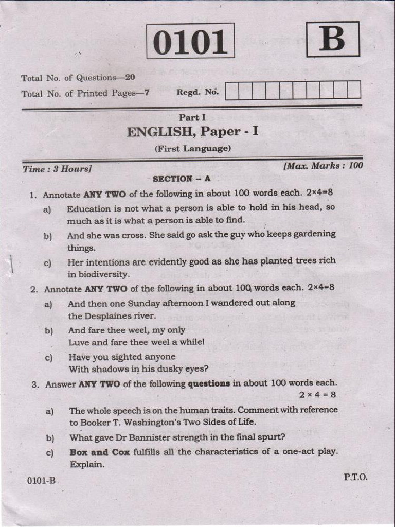 MPC I Year Ipe March-2023 Question Papers | PDF
