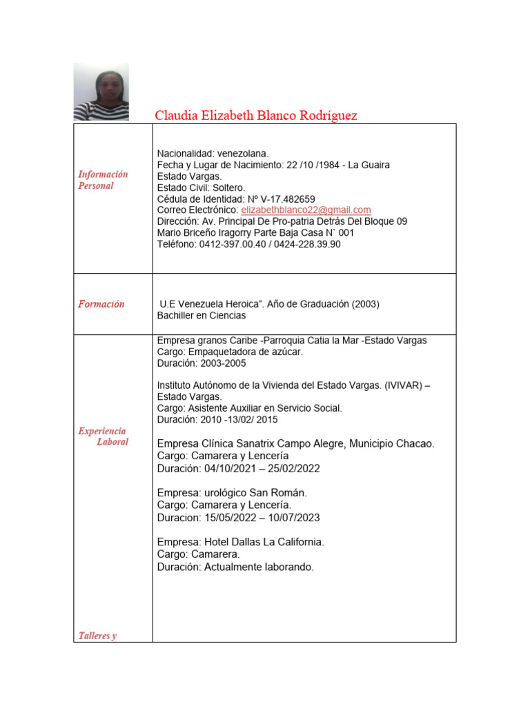 Curriculum Claudia Blanco Actual | PDF