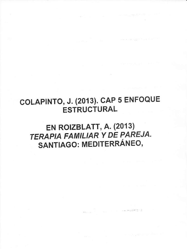 5 Colapinto, J. Roizblatt S Arturo, (2013) Terapia de Familia y de Pareja Cap. 5 | PDF