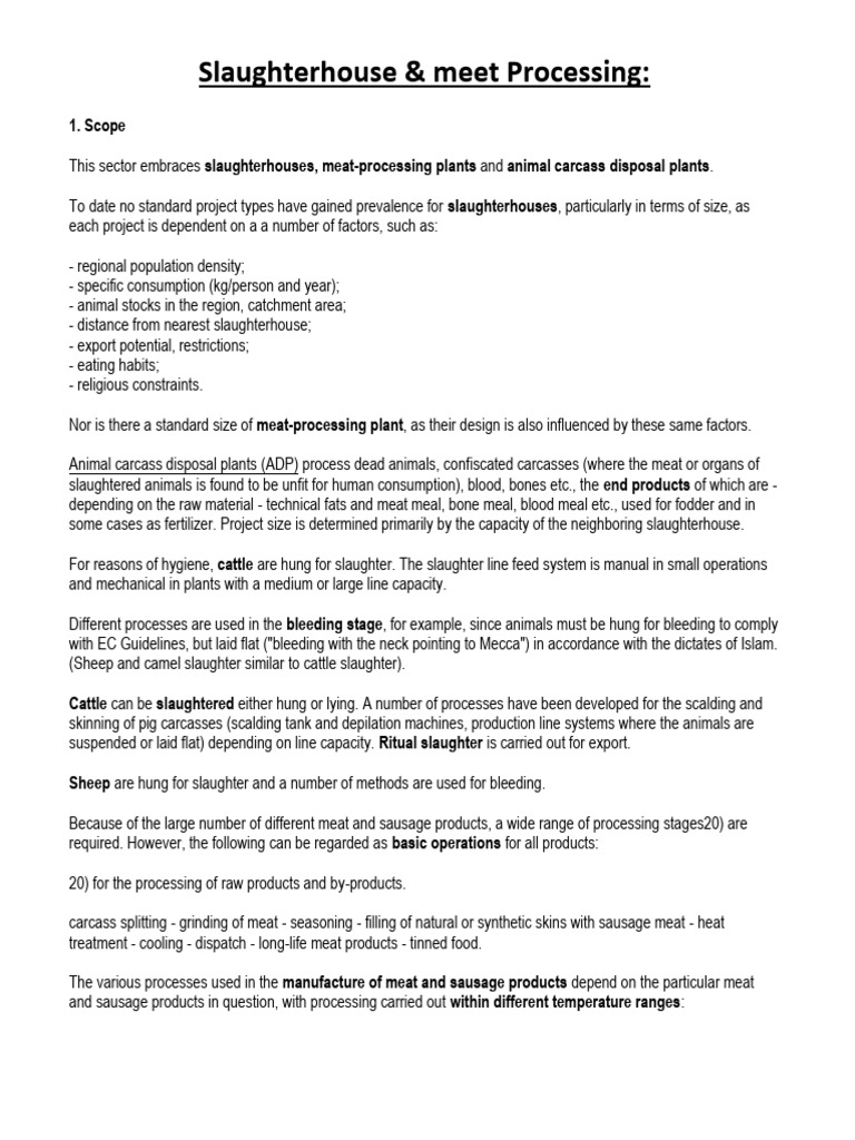 Slaughterhouse Waste Processing & Water Use | PDF | Meat | Waste