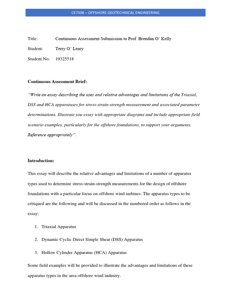 Continuous Assessment For Prof. Brendan O' Kelly - Odt | PDF ...