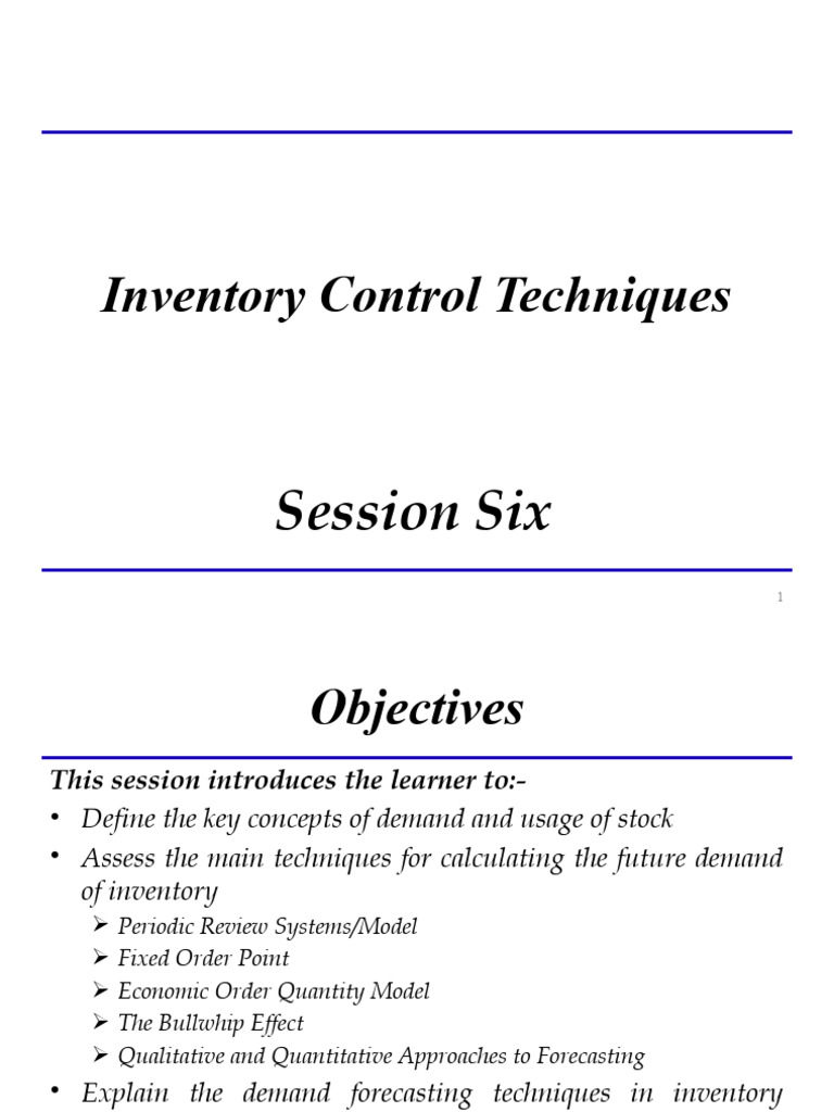 06-Inventory Control Techniques Forecasting | PDF