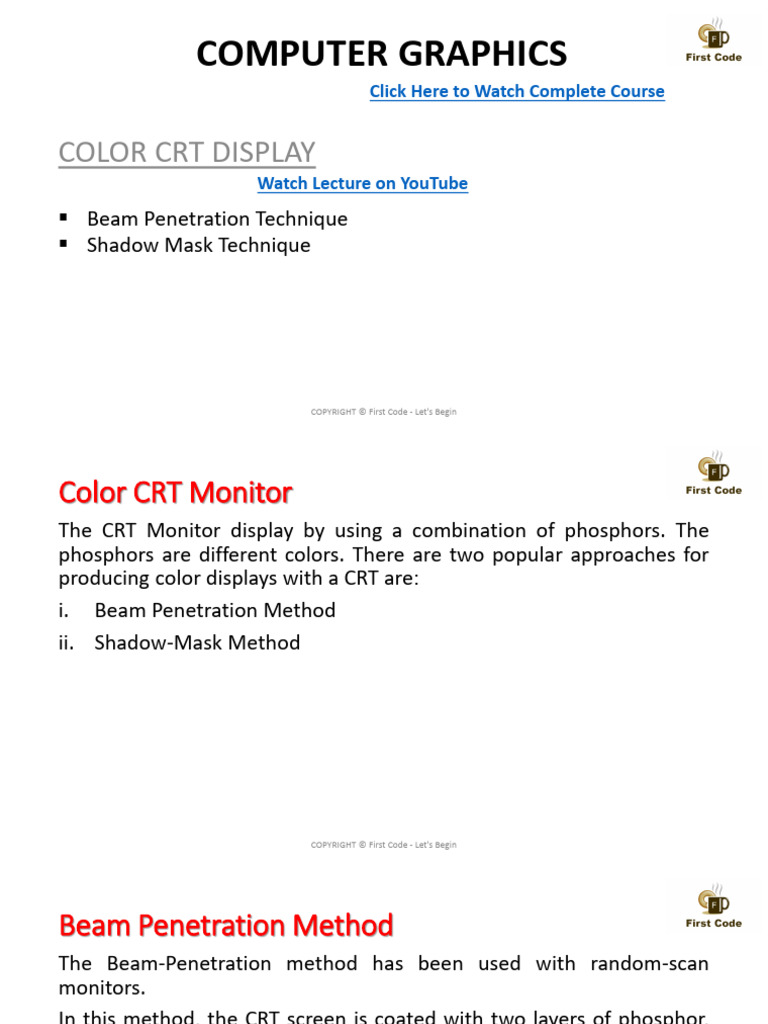 Lec-2.6 Color CRT Display | PDF | Computer Monitor | Graphics
