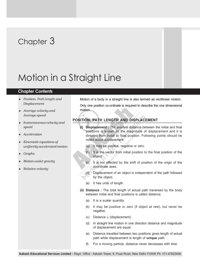 (@TEAMFLOOD) Motion in 1D - Aakash RM Modules PDF | PDF