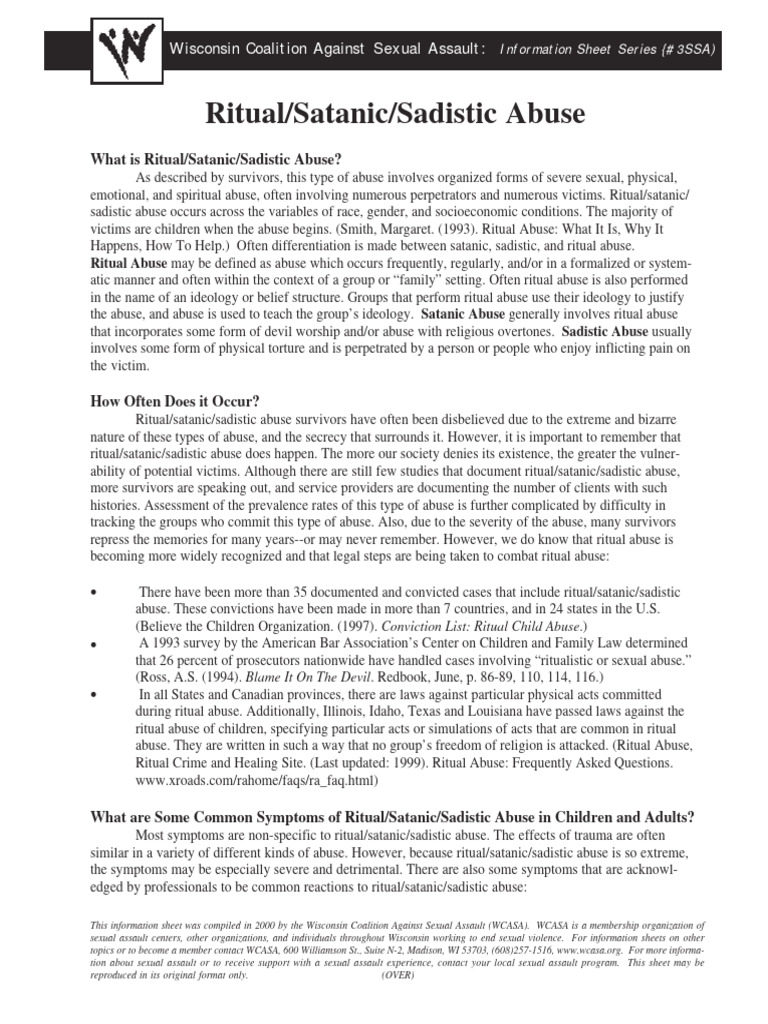 Ritual - Satanic - Sadistic Abuse | PDF | Satanism | Injustice