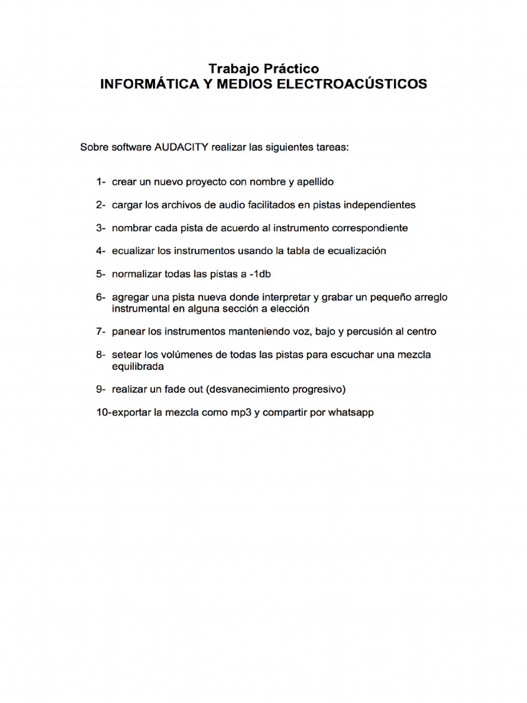 Trabajo Práctico AUDACITY Dic2023 | PDF