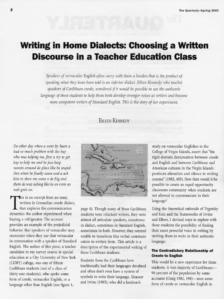 Writing in Home Dialects | PDF