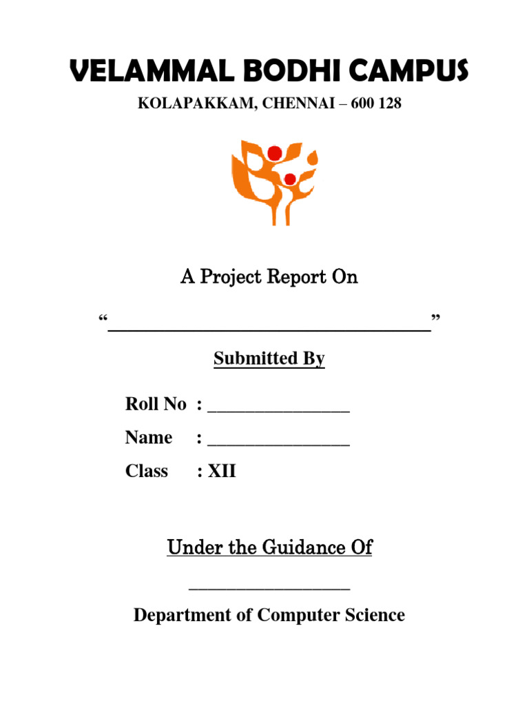 Velammal Bodhi Campus: A Project Report On | PDF | Relational Database | Databases