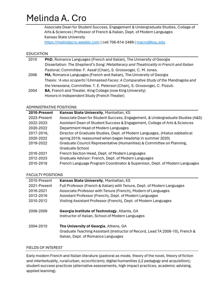 Melinda A Cro CV 2024 | PDF
