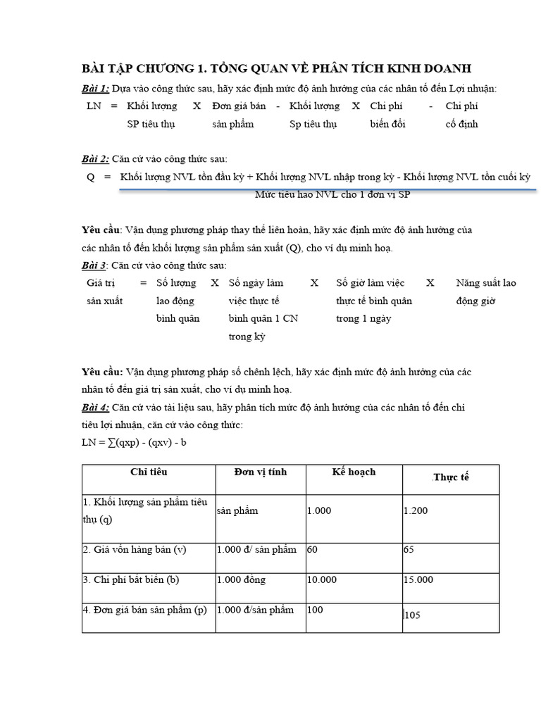 BT Chương 1 - PTKD | PDF