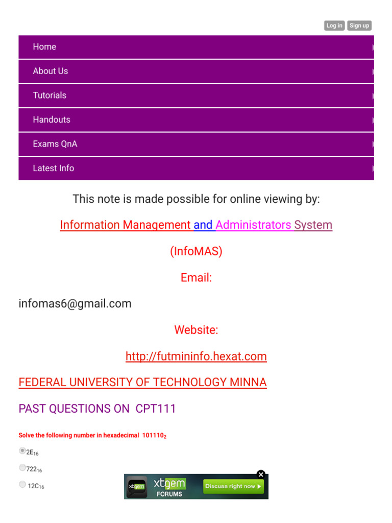 CPT 111 Past Q | PDF | Computer Program | Programming