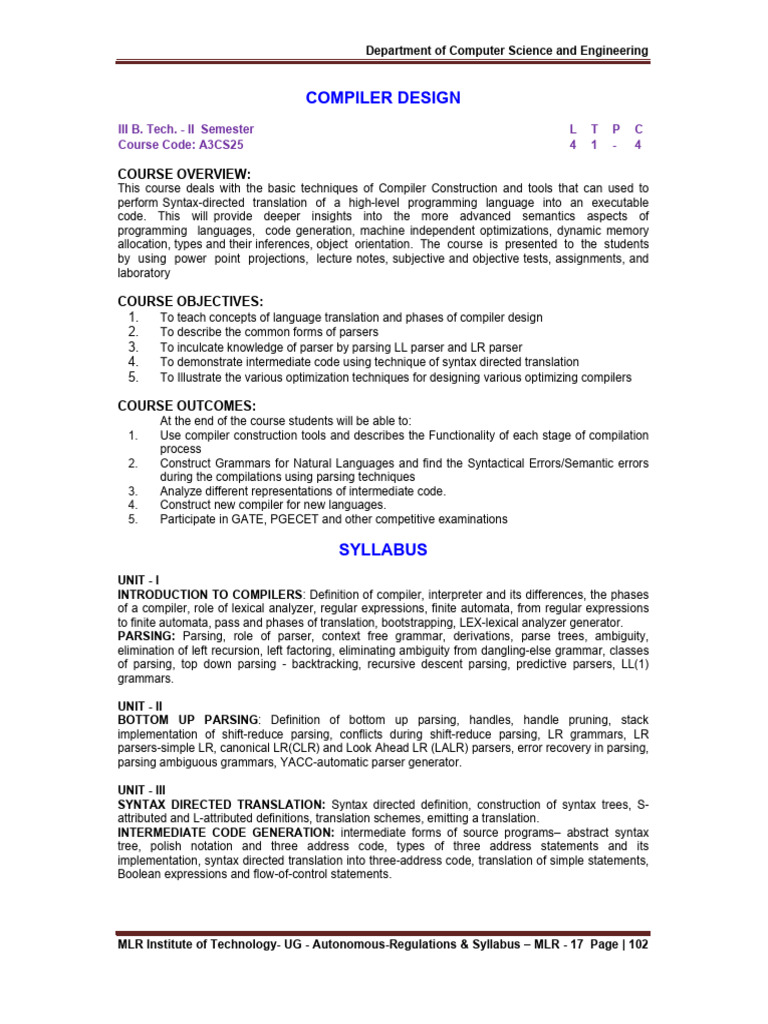 Compiler Design | PDF | Parsing | Compiler Compiler Design | PDF | Parsing | Compiler