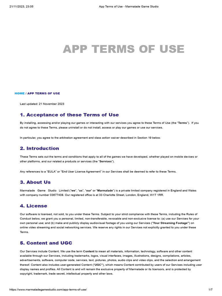 App Terms of Use | PDF | Computers