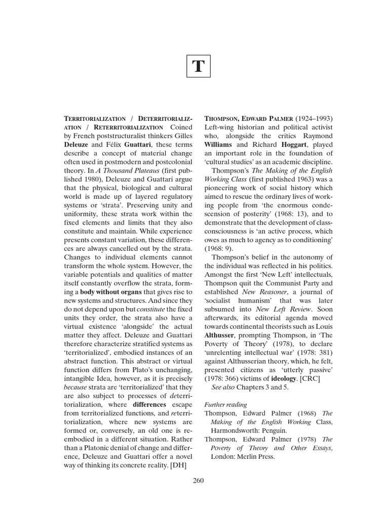 Entry On Territorialization Deterritoria | PDF