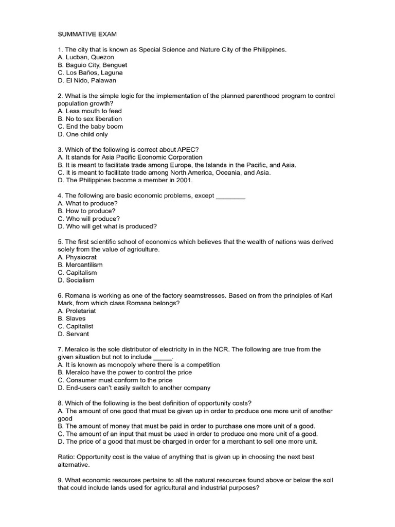 Summative Exam Question and Answer | PDF