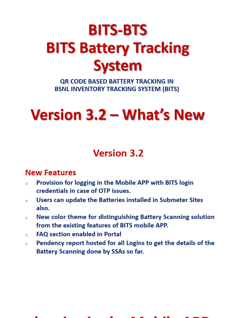BITS-battery-tracking Userguide v3.2 Whats New-1 | PDF | Qr Code | Login