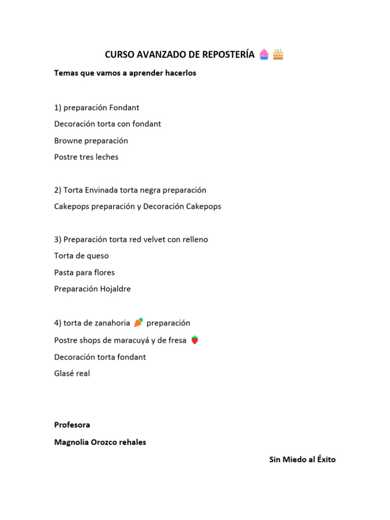 Curso Avanzado de Repostería ?? | PDF Curso Avanzado de Repostería ?? | PDF