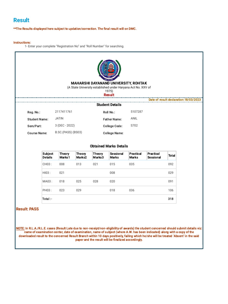 Maharshi Dayanand University, Rohtak | PDF