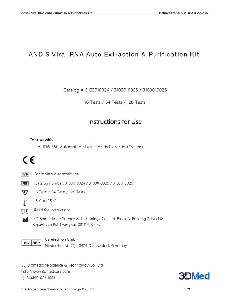 Instruction for Use of ANDiS Viral RNA Auto Extraction & Purification ...