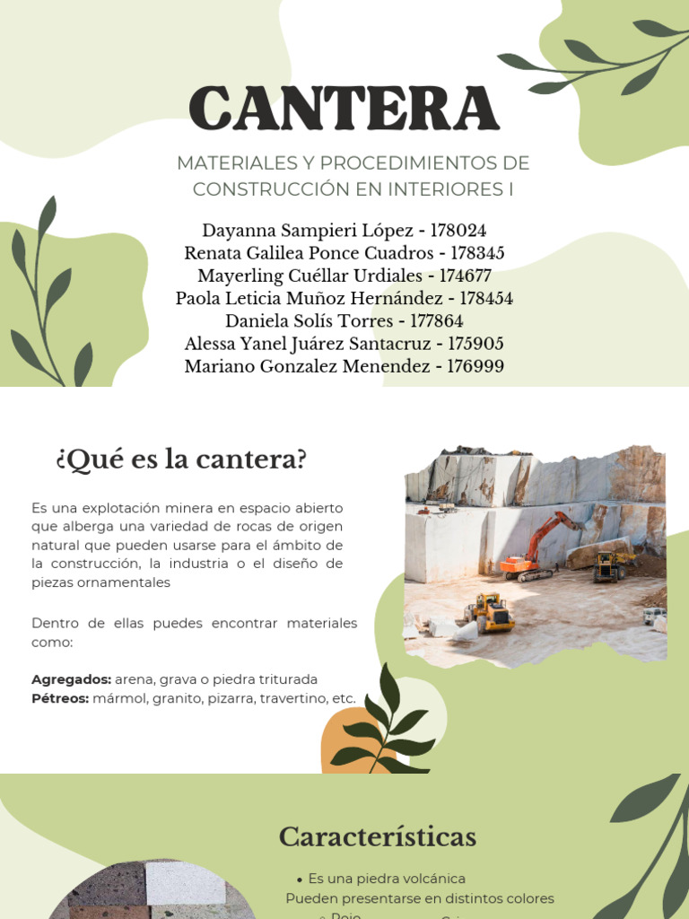 Cantera. Day, Gali, Pao, Dani, Aless, Mariano y Maye | PDF | Cantera | Materiales