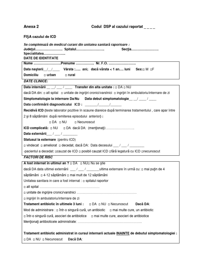Fisa Supraveghere Clostridium | PDF