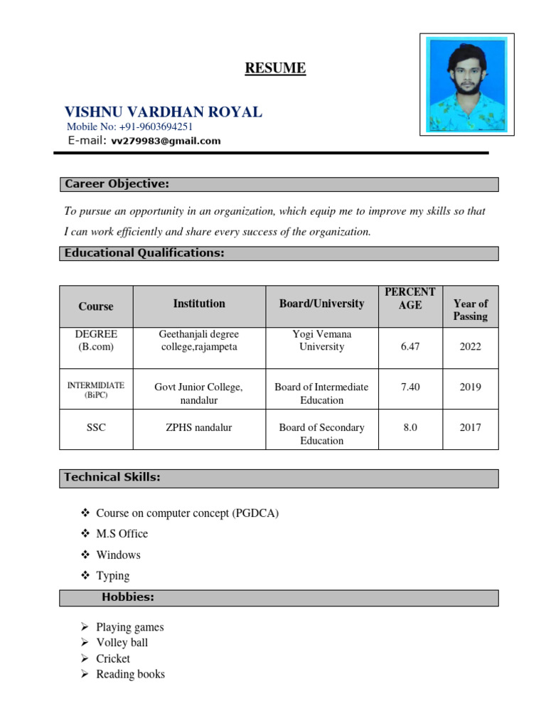 Vishnu Resume 1 | PDF