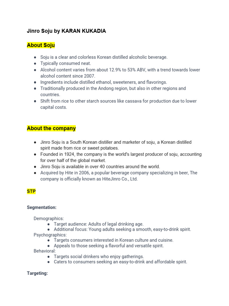 Soju: A Global Korean Spirit | PDF | Alcoholic Beverages | Fermented Drinks