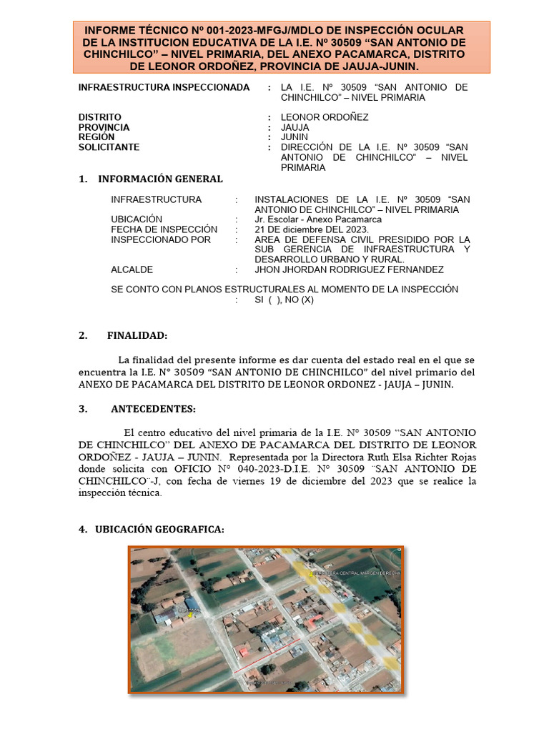 Informe de Inspeccion Jauja | PDF
