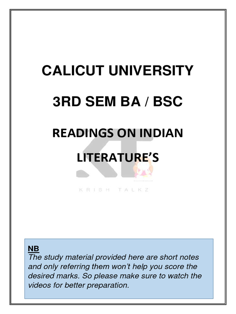 Readings On Indian Literatures Notes | PDF | Dalit | Poetry