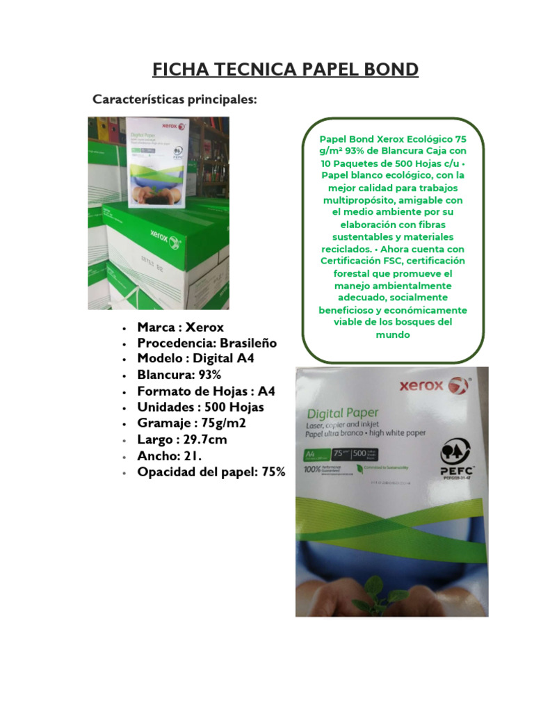 Ficha Tecnica Del Papel Bon | PDF