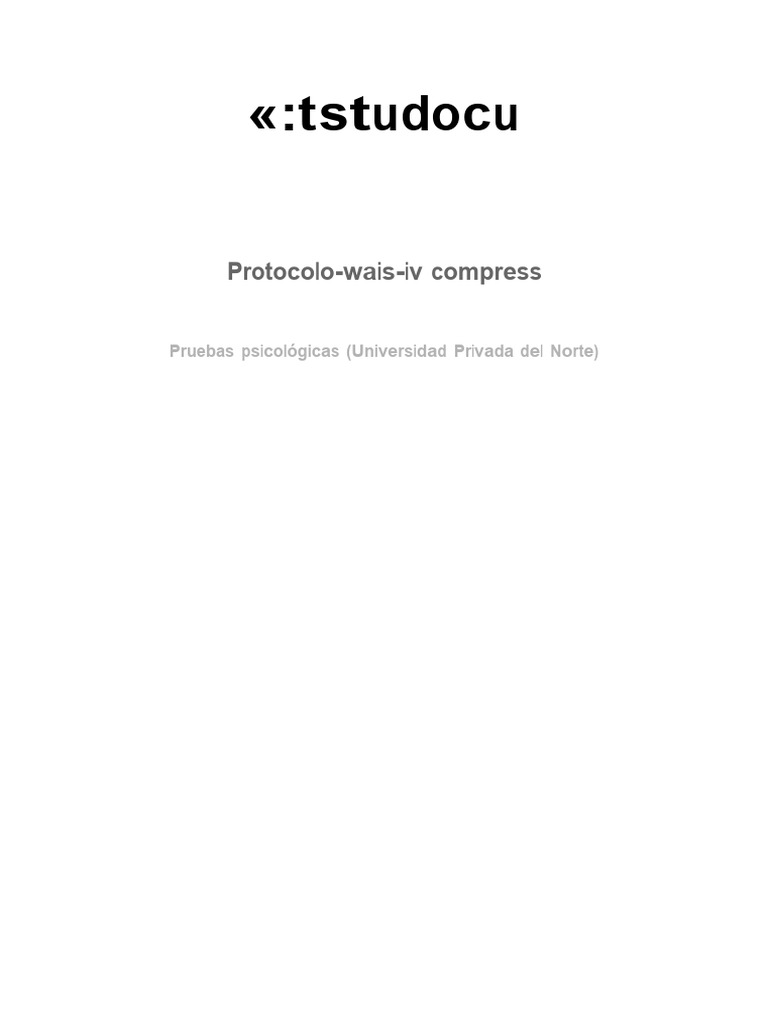 Protocolo Wais IV Compress | PDF | Escala de inteligencia para adultos de Wechsler | Sicología