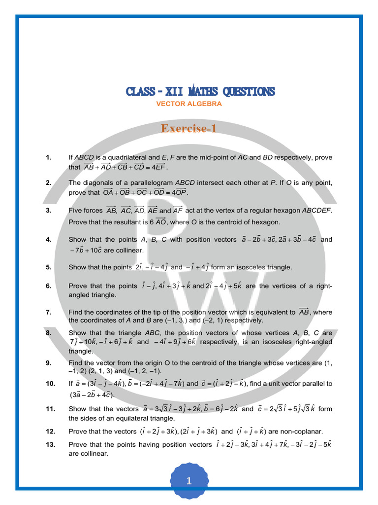 PW Vector Question | PDF