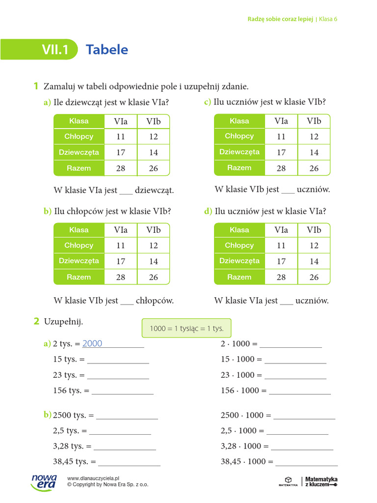 TABELE, DIAGRAMY, PROCENTY, PRĘDKOŚĆ - Karta Pracy Klasa 6 | PDF