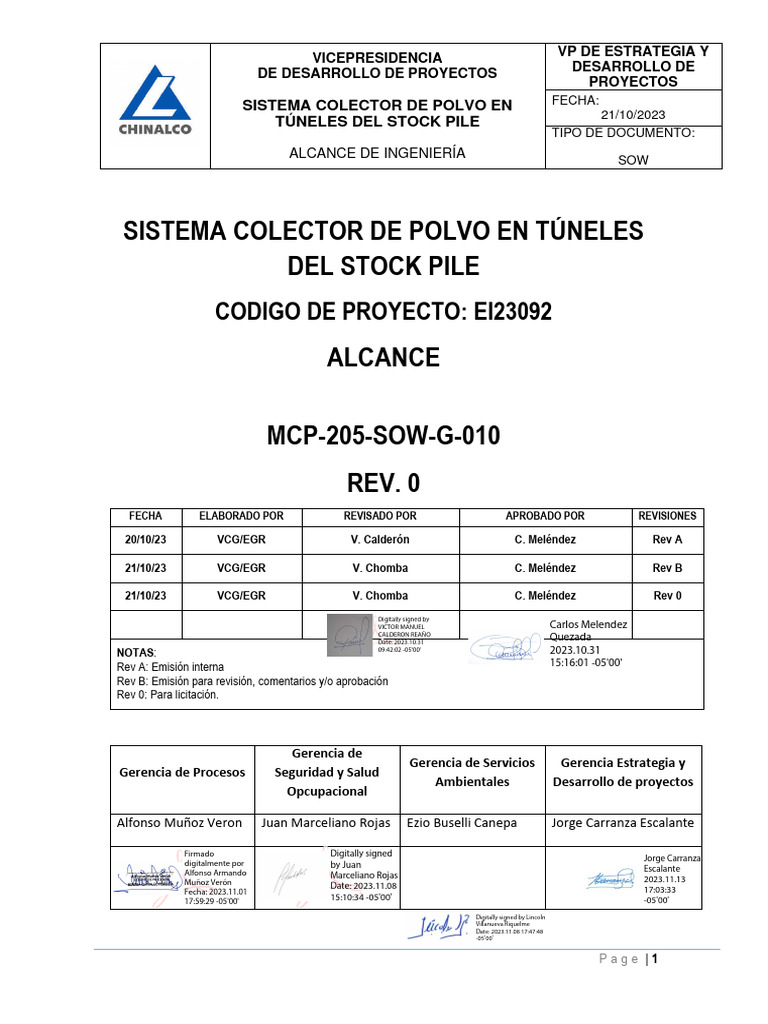 MCP 205 SOW G 010 - 0 - ColectordePolvos - Signed | PDF
