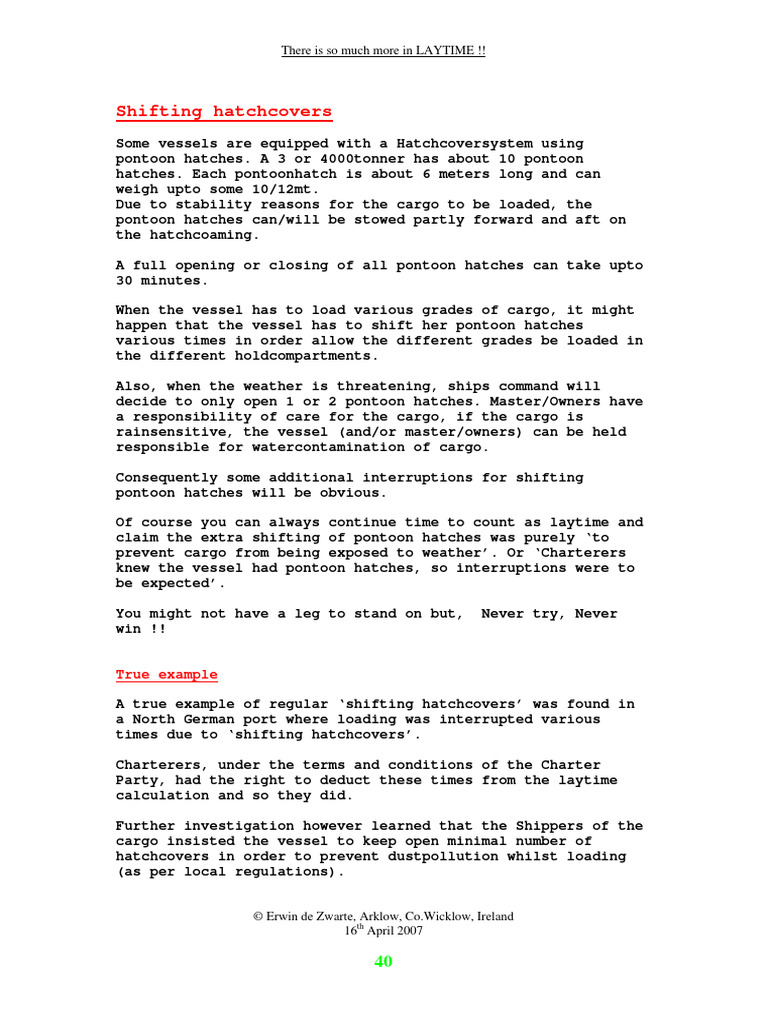 A Laymans Guide To Laytime-5 | PDF | Cargo | Shipping