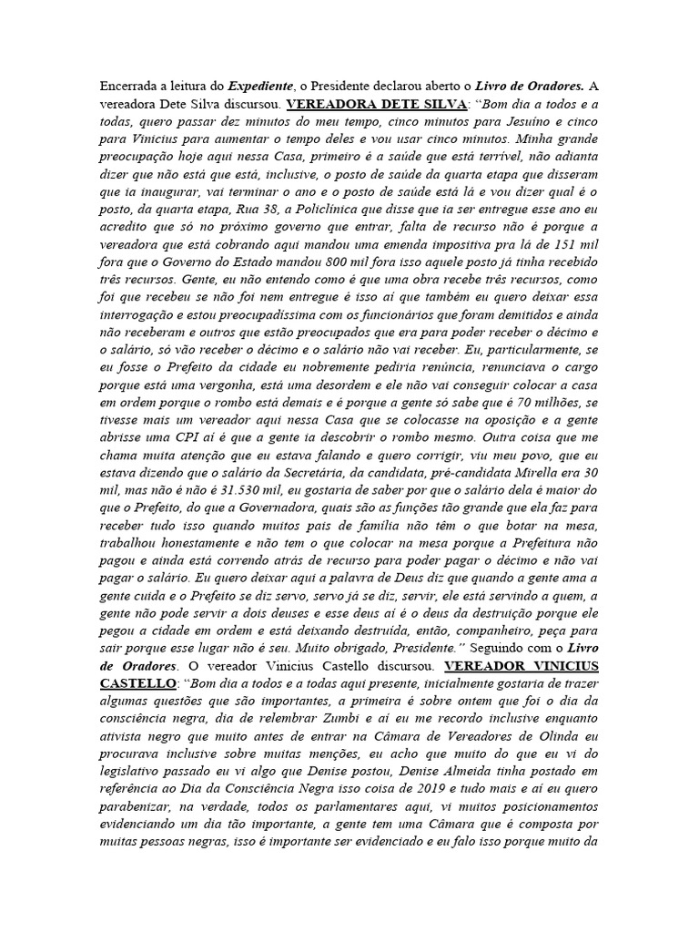 ATA 39.2023 - PARTE 1 | PDF | Vereador | Raça (categorização humana)