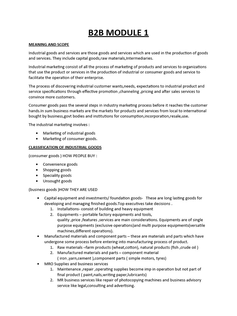 B2B MODULE 1 | PDF | Elasticity (Economics) | Demand