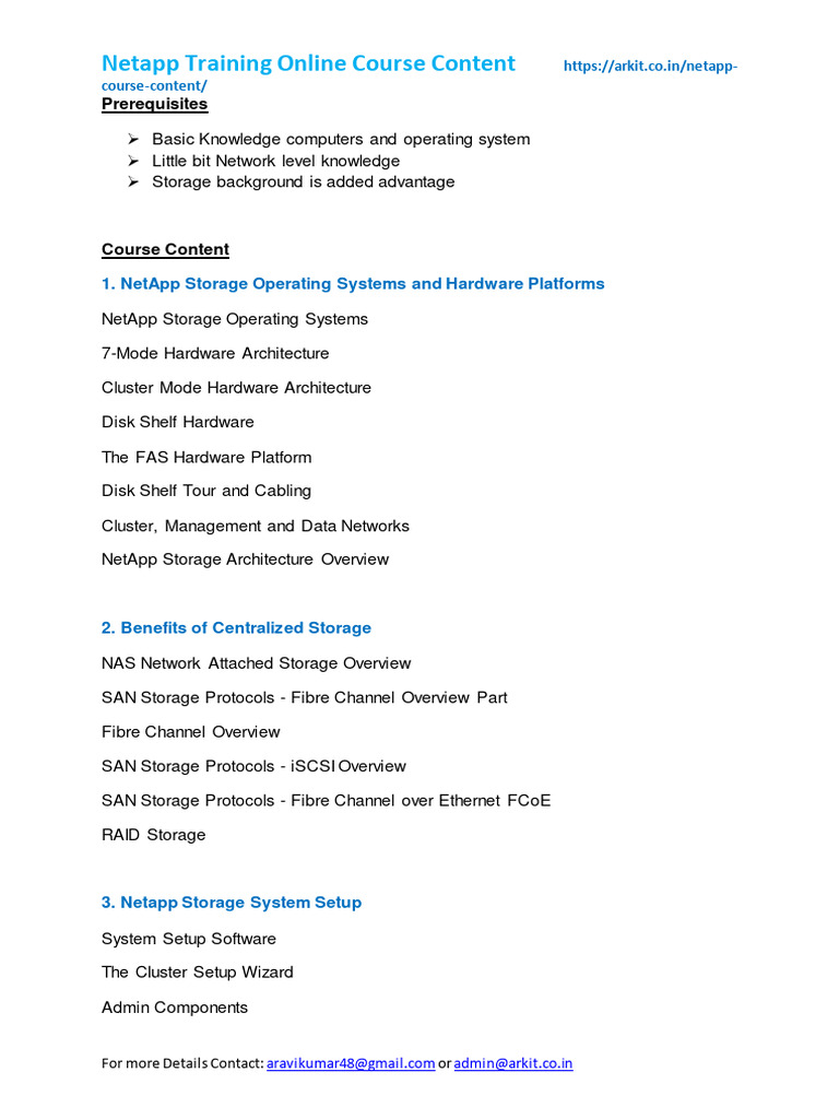 Netapp Course Content Cluster Mode | PDF