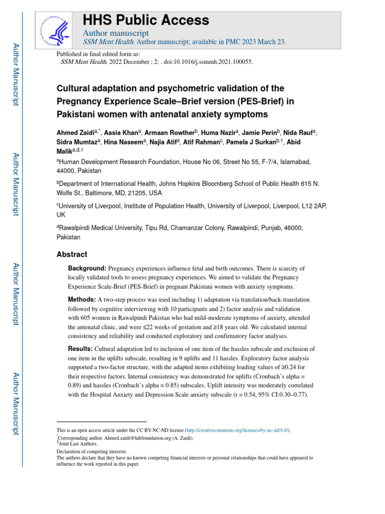 Cultural Adaptation And Psychometric Validation Of Pdf Factor Analysis Psychology
