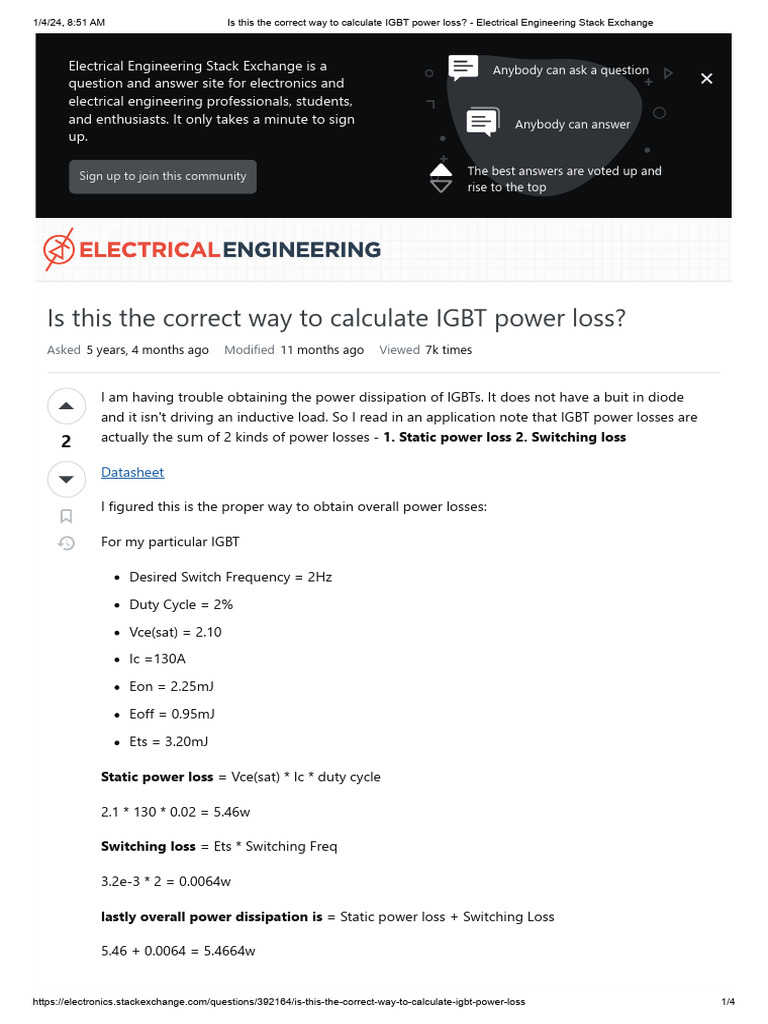 Is This The Correct Way To Calculate IGBT Power Loss - Electrical Engineering Stack Exchange ...