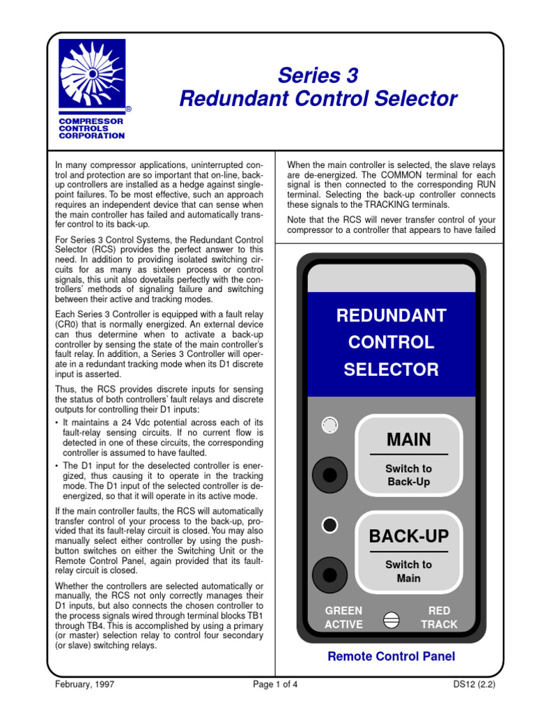 DS12 Redundant Control Selector Module | PDF