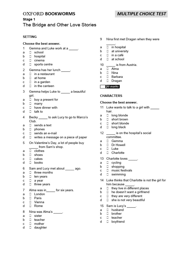 The Bridge: Love Stories Test | PDF